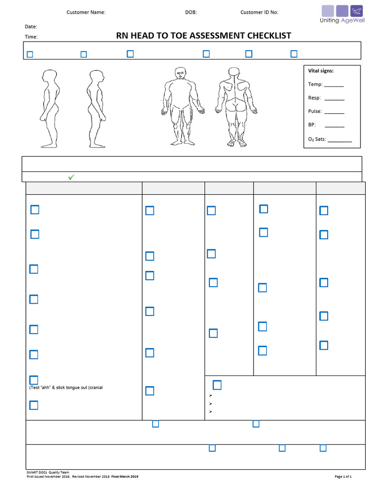 Head To Toe Assessment Check List | PDF | Edema | Heart