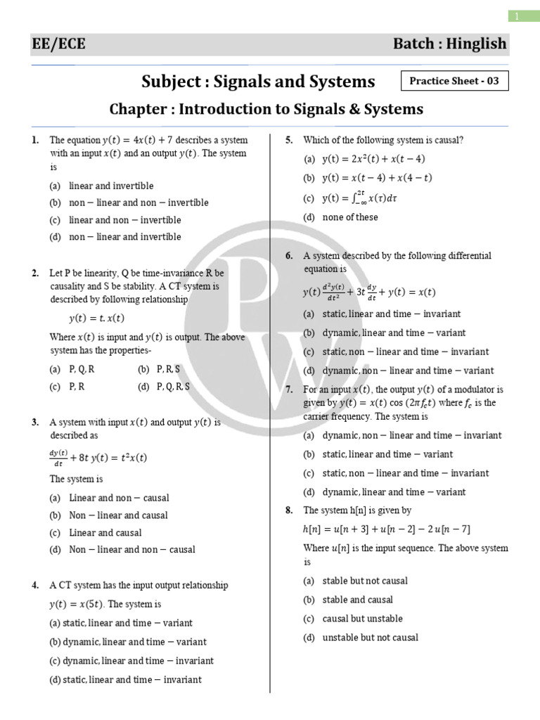 Subject: Signal System: E Introduction To Signals & Systems | PDF | Computer Engineering ...
