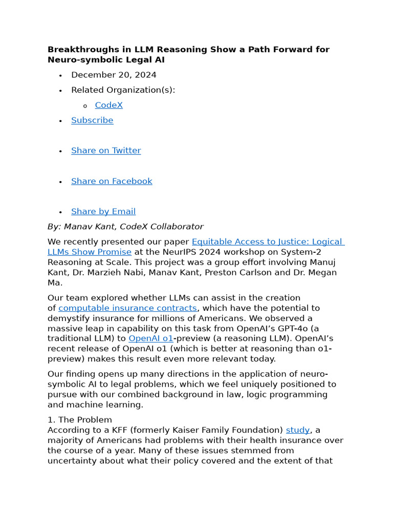 Breakthroughs in LLM Reasoning Show A Path Forward For Neuro | PDF ...