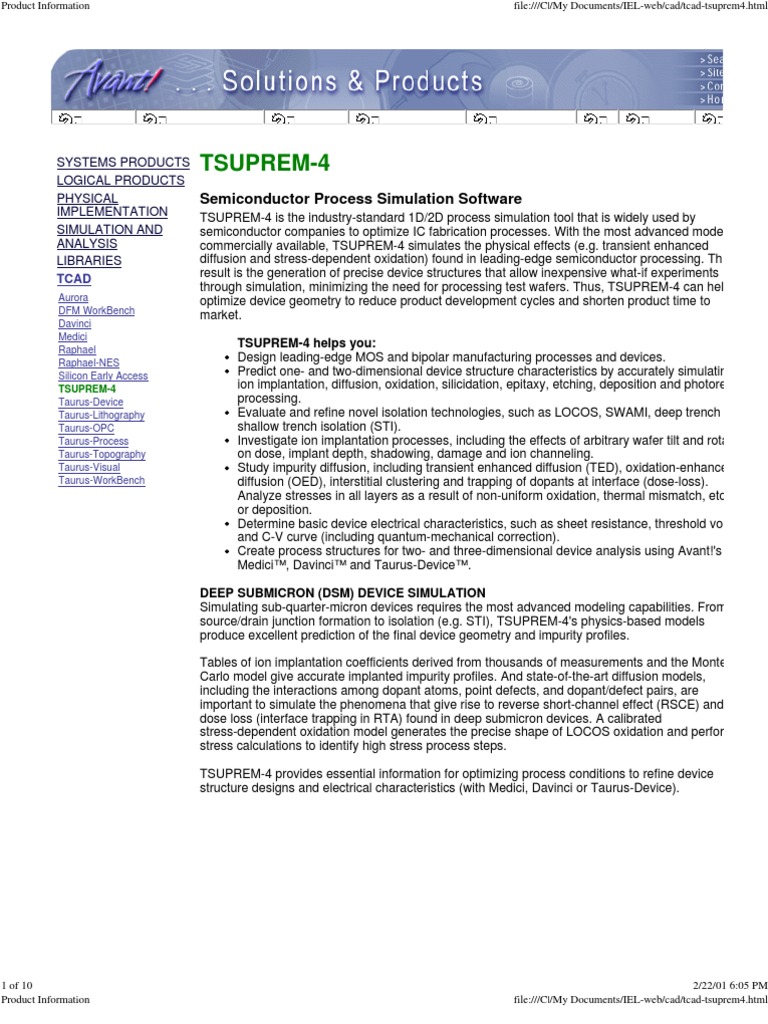 Tcad Tsuprem4 | PDF | Ion Implantation | Semiconductors