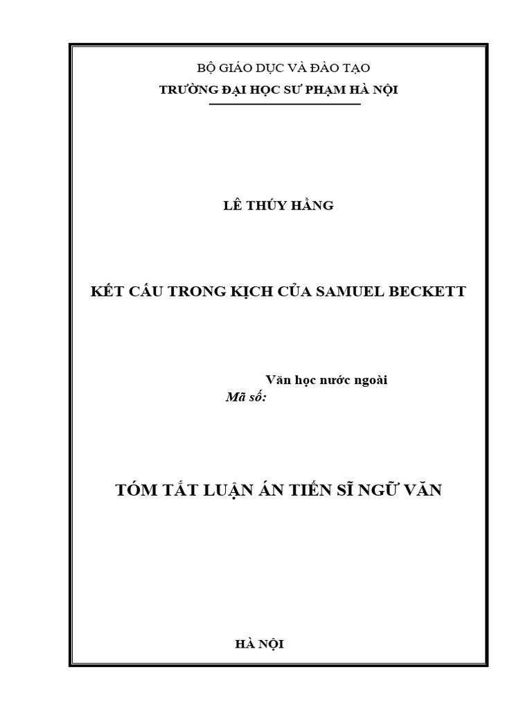Ket Cau Trong Kich Cua Samuel Beckett | PDF