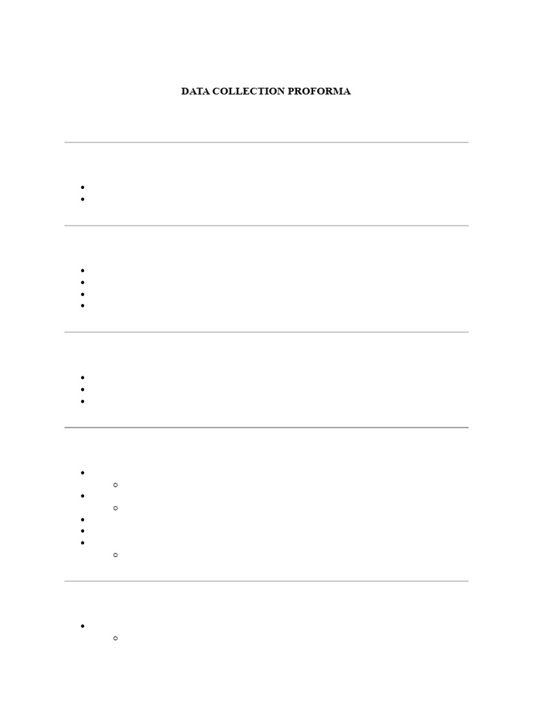 Data Collection Proforma PDF | PDF