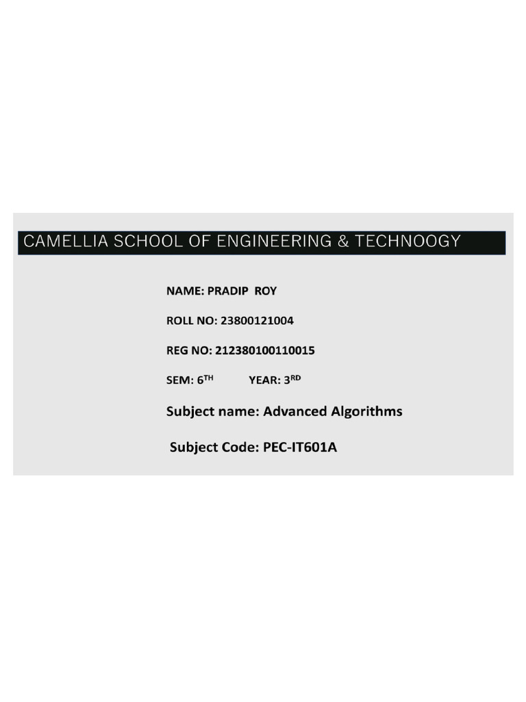 Advance Algorithms | PDF