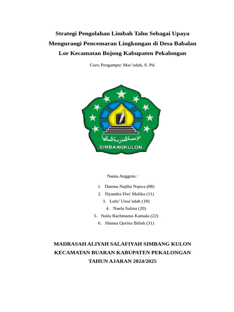Strategi Pengolahan Limbah Tahu Sebagai Upaya Untuk Mengurangi ...