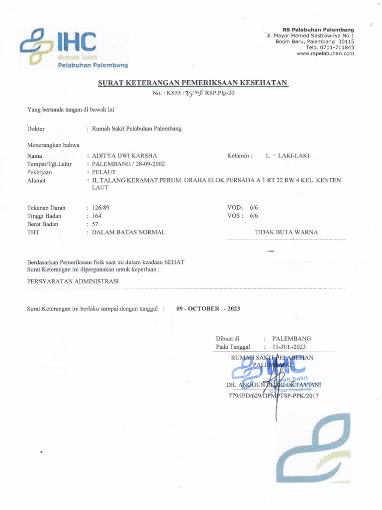 Surat Keterangan Tht-Mata | PDF