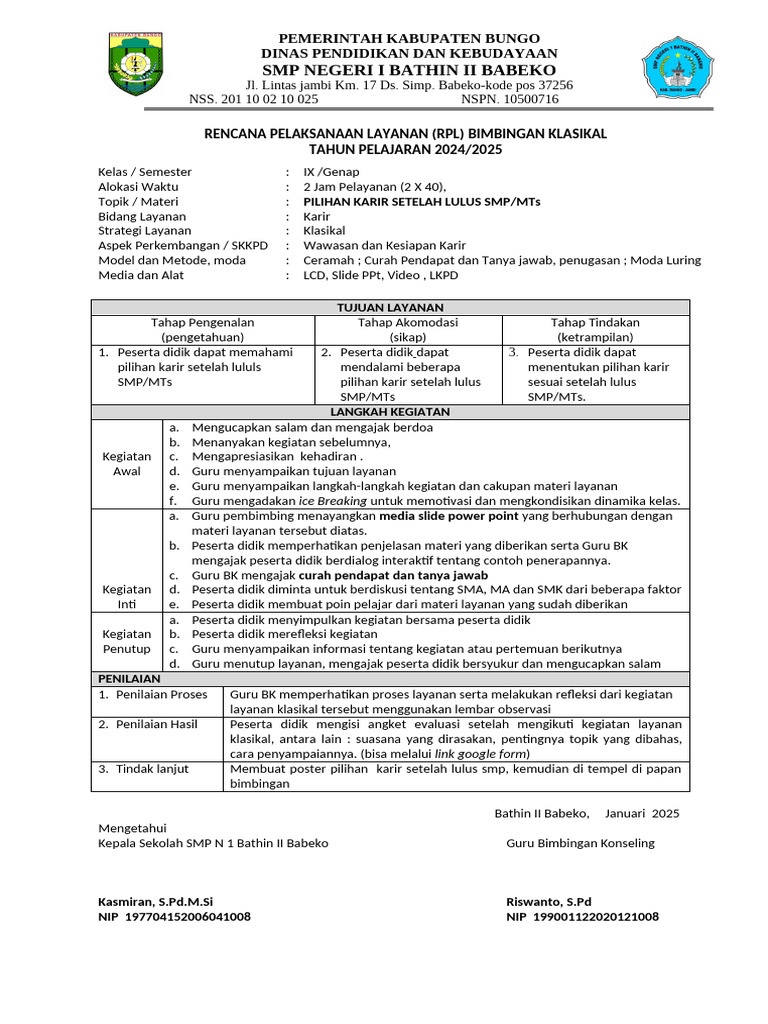 Pilihan Karir Setelah Lulus SMP/MTs | PDF
