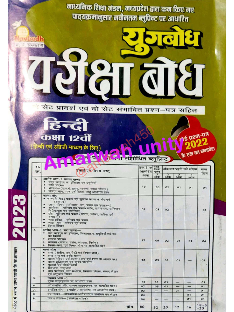 Class 12th Hindi Pariksha Bodh 2023 | PDF