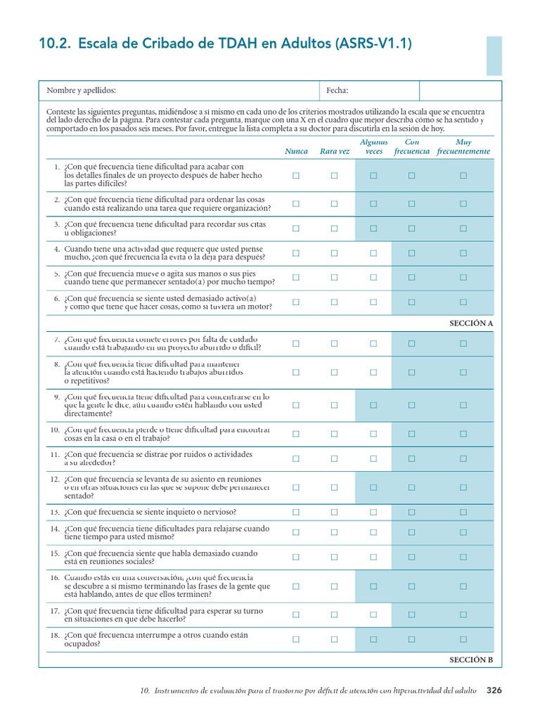 10.2. Escala de Cribado de TDAH en Adultos (ASRS-V1.1) - 455727859-TDAH ...