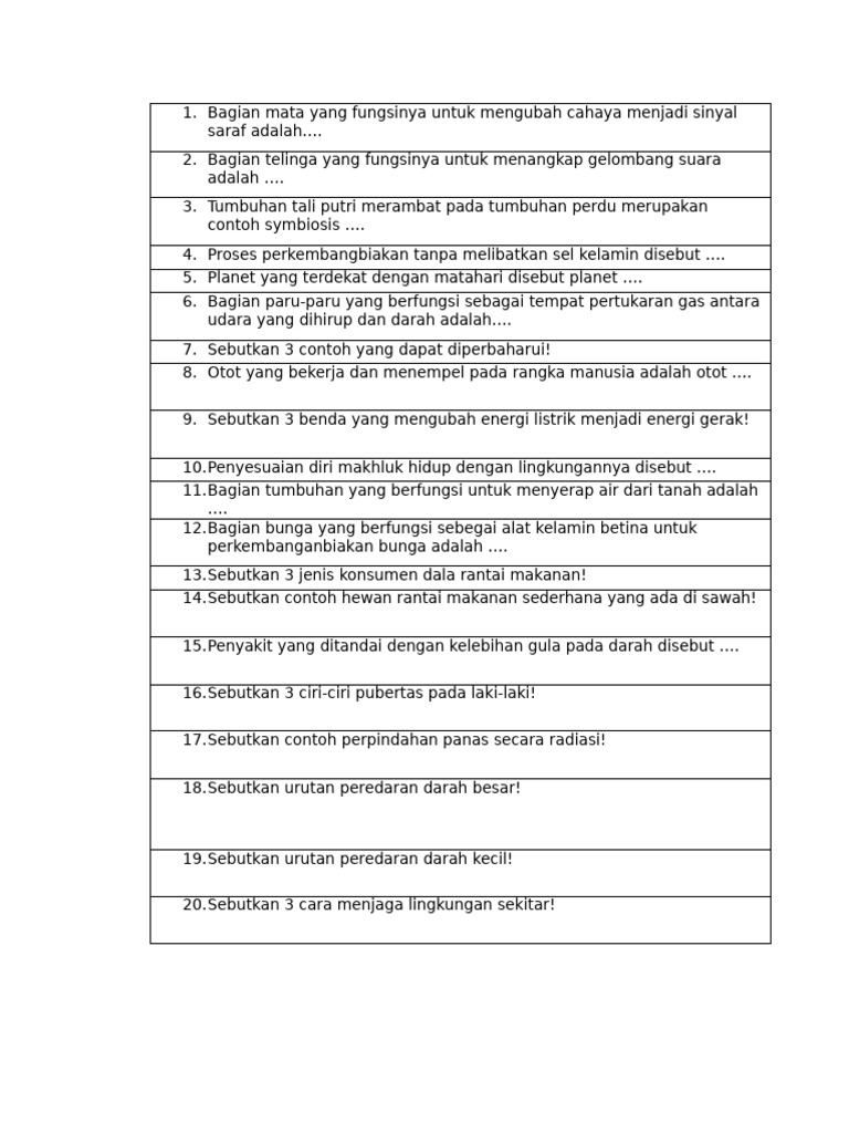 Kuis IPA Kelas 6 | PDF