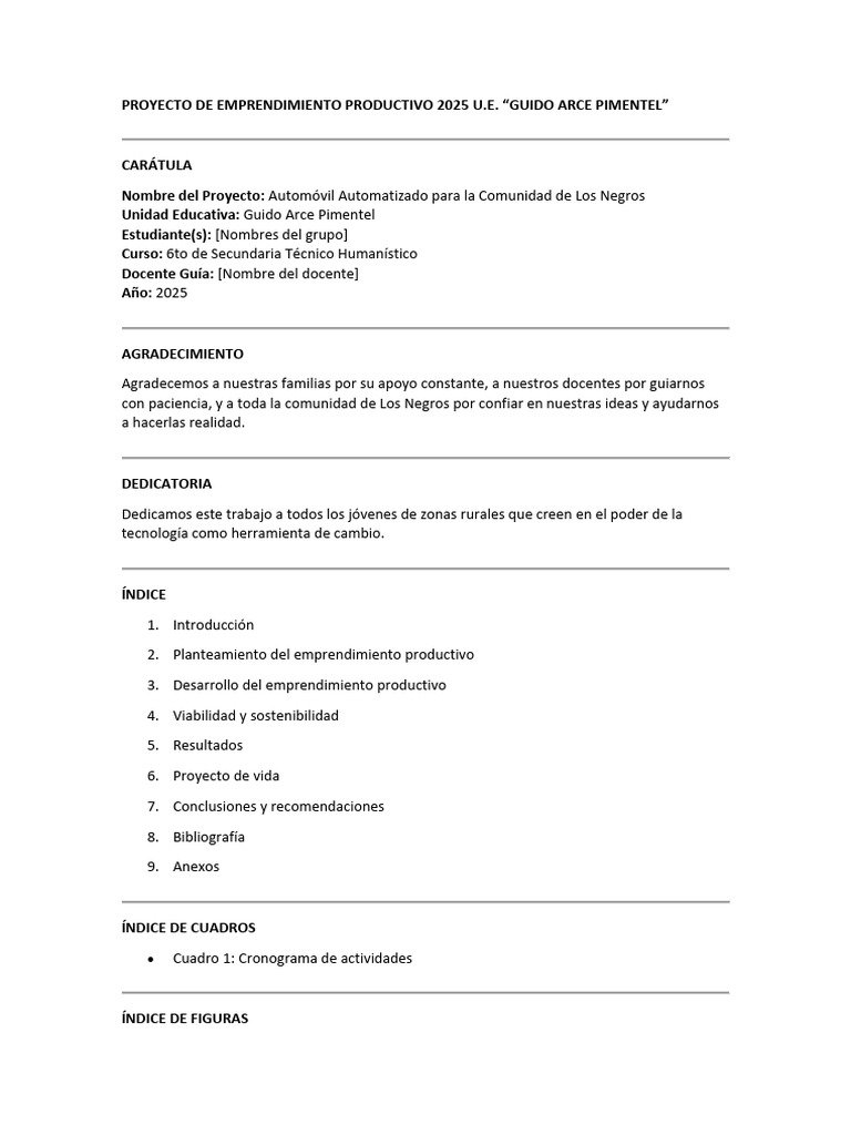 Ejemplo Proyecto de Emprendimiento Productivo 2025 | PDF | Iniciativa ...