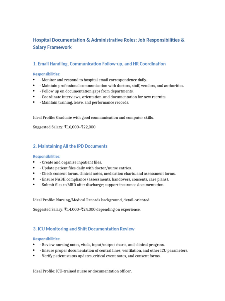 Hospital Roles and Salary Framework | PDF | Emergency Department | Nursing