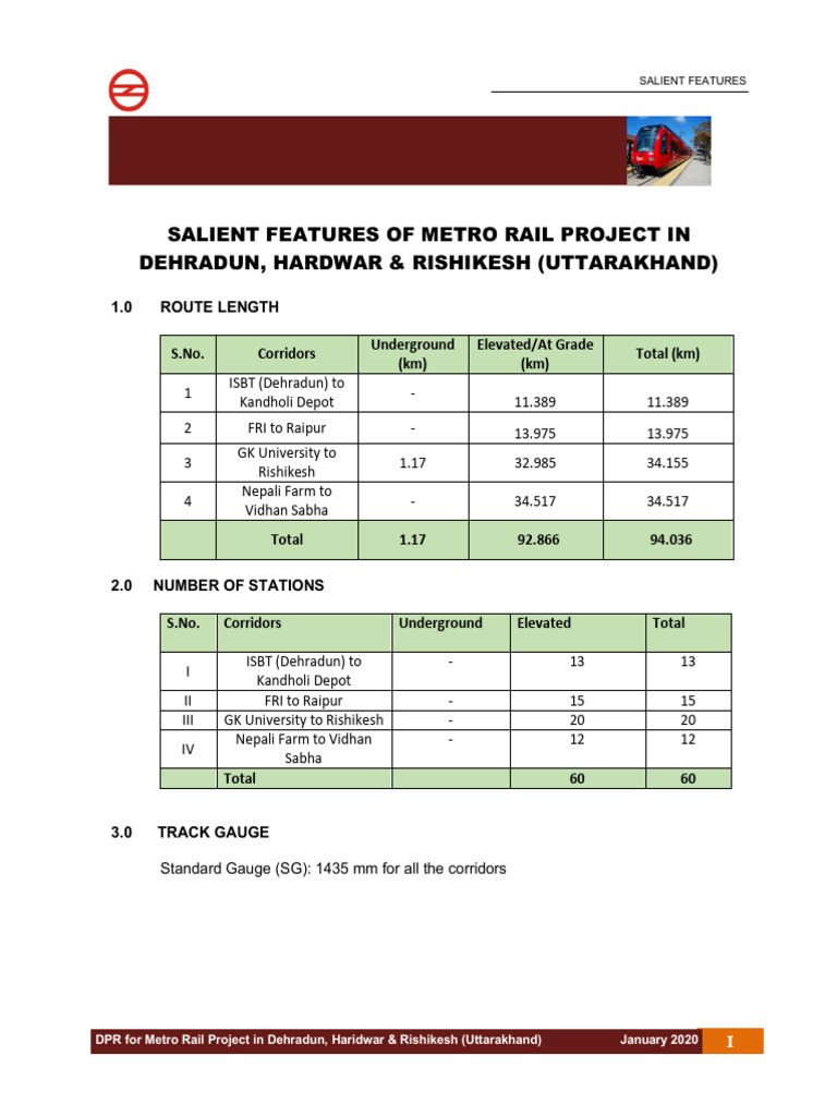 Dehradun Metro Rail Project Overview | PDF | Transport | Land Transport
