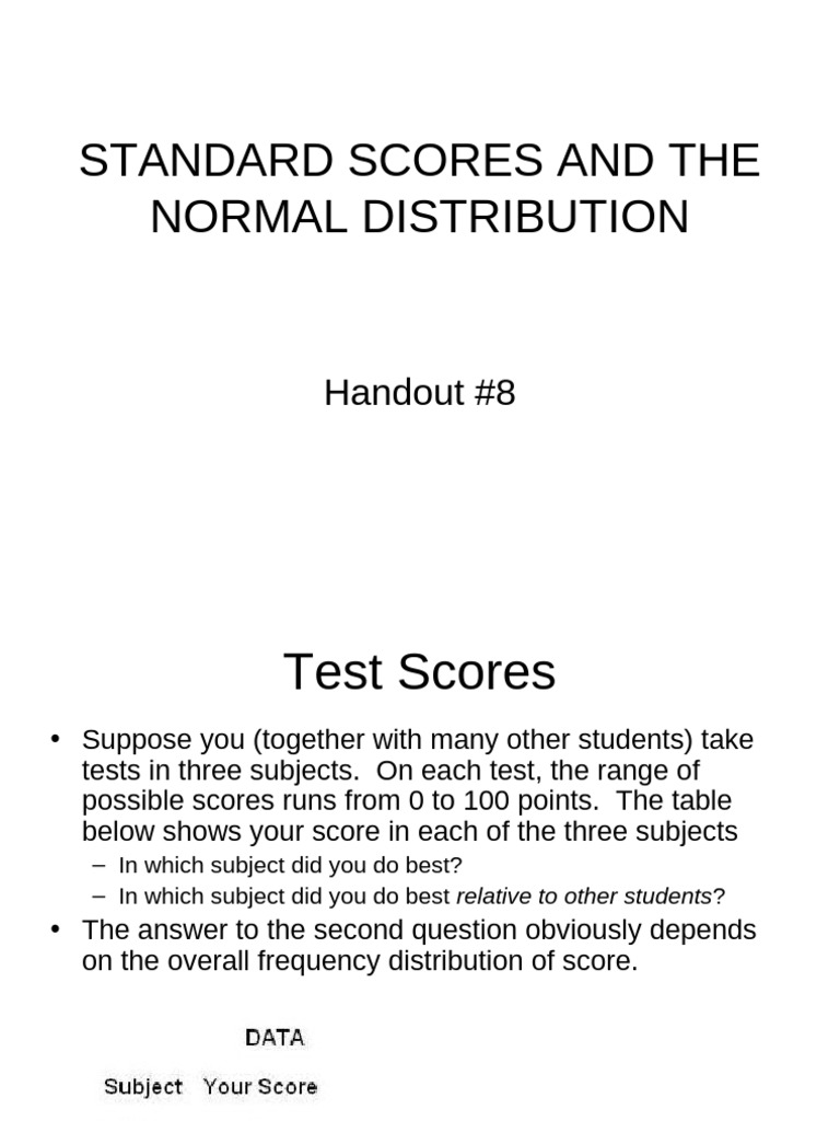 Standard & Normal Scores | PDF | Standard Deviation | Normal Distribution