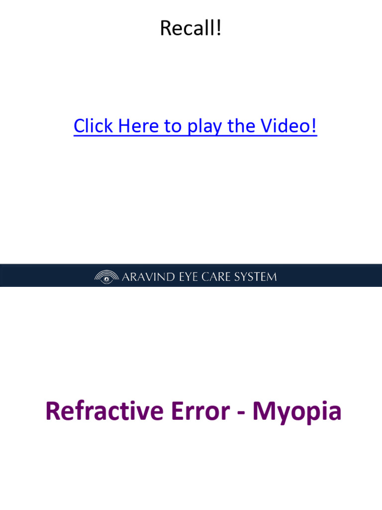 Refractive Error - Myopia The One and Only | PDF | Myopia | Cornea