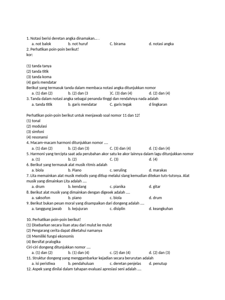 Soal SBDP Kelas 4 | PDF