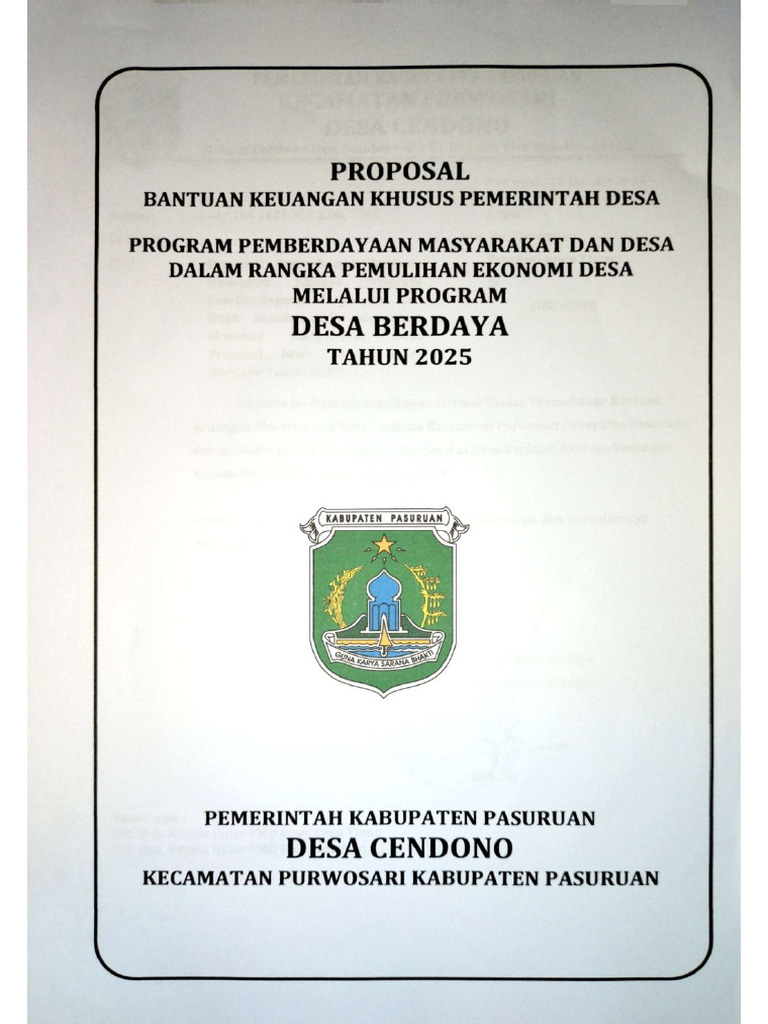 Proposal Desa Berdaya Desa Cendono | PDF