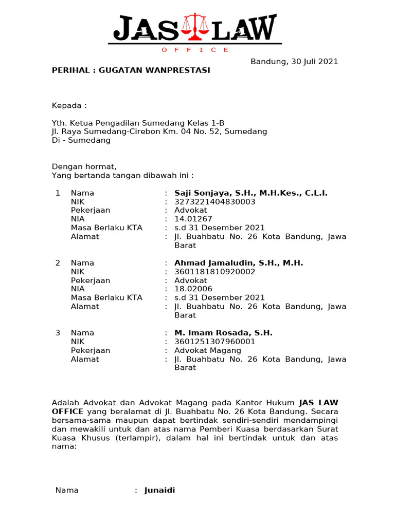 Contoh Gugatan WP | PDF