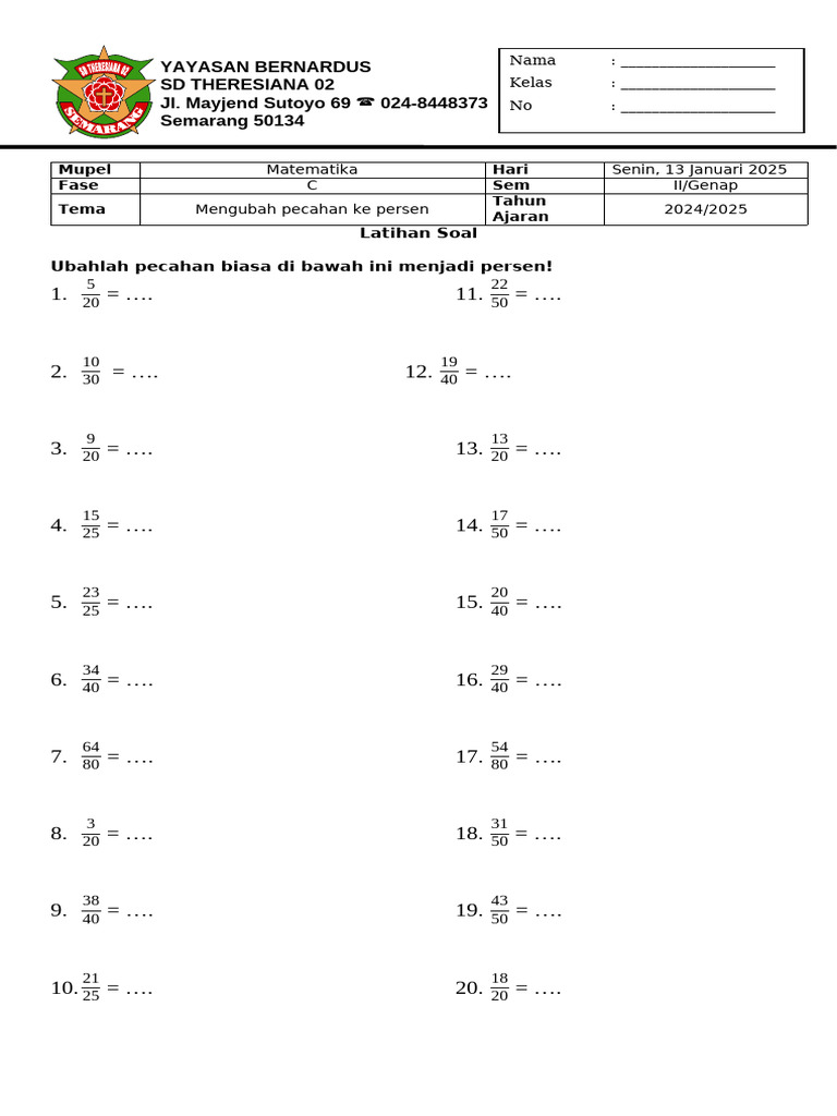 Math - #3 - Latihan Soal 13 Jan 25 | PDF