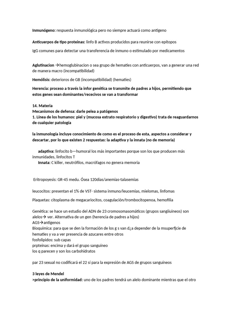 Inmunógeno | PDF | Dominancia (Genética) | Linfocitos