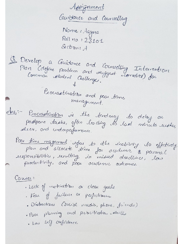 Procrastination and Poor Time Management Assignment | PDF