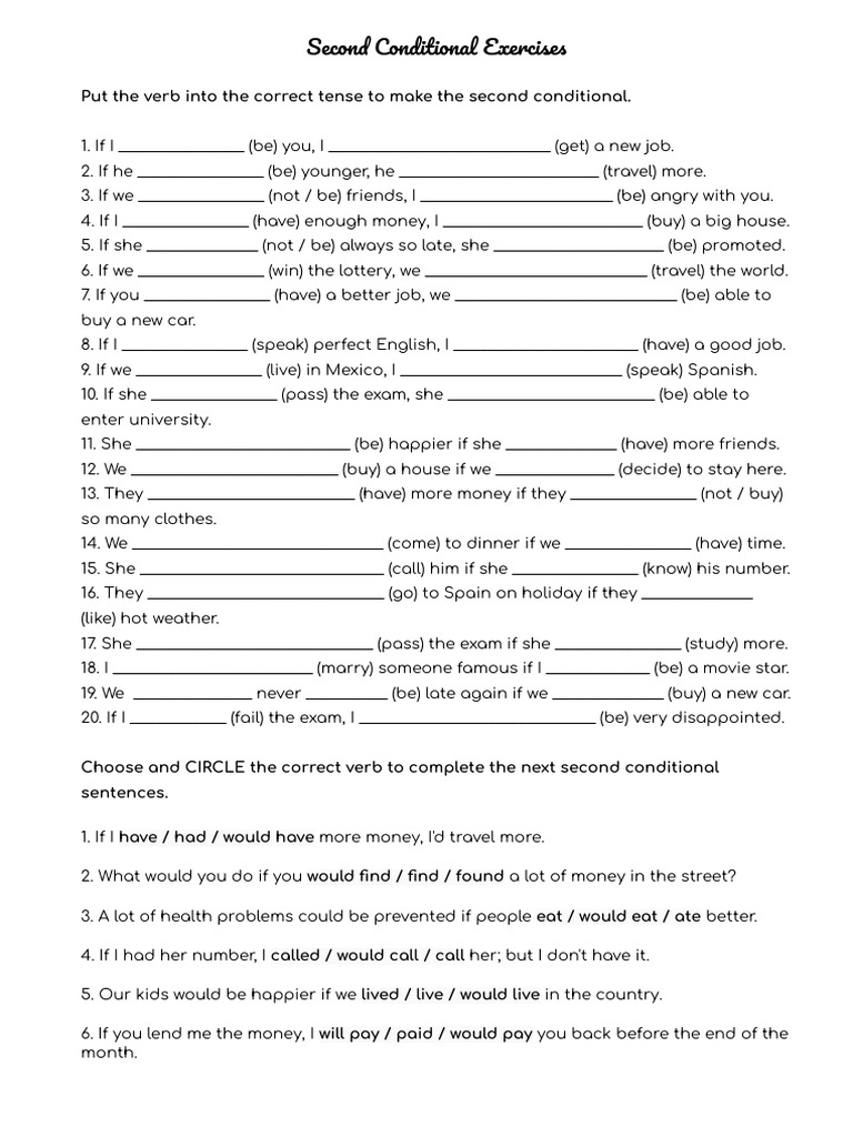 Second Conditional Exercises | PDF