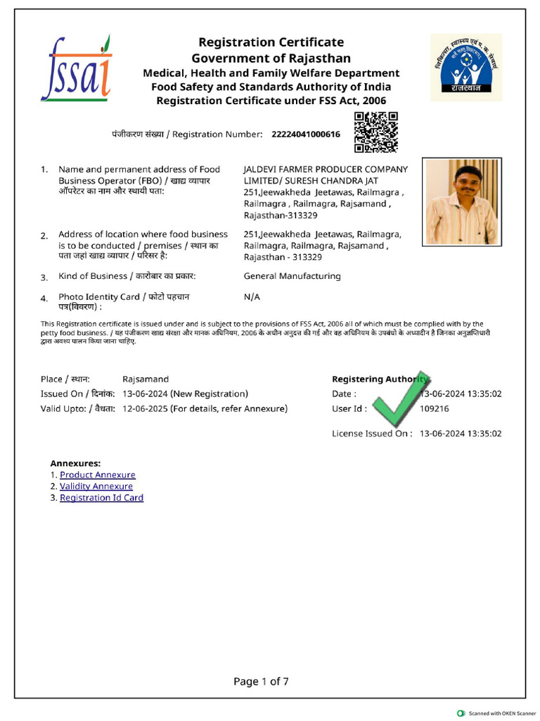Jaldevi Fssai Licence | PDF