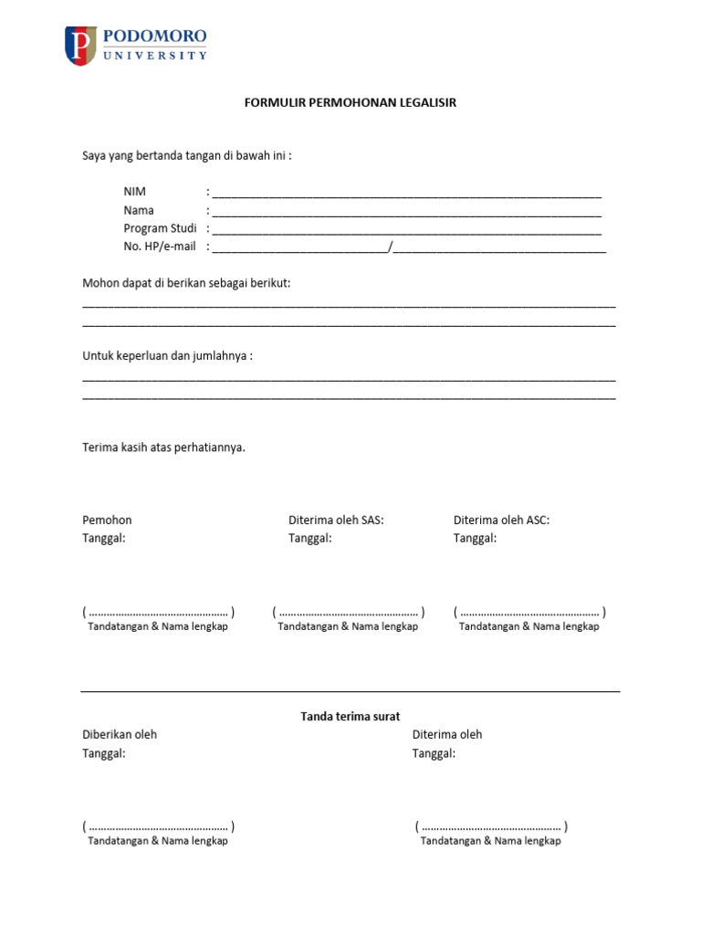 Form Permohonan Legalisir | PDF