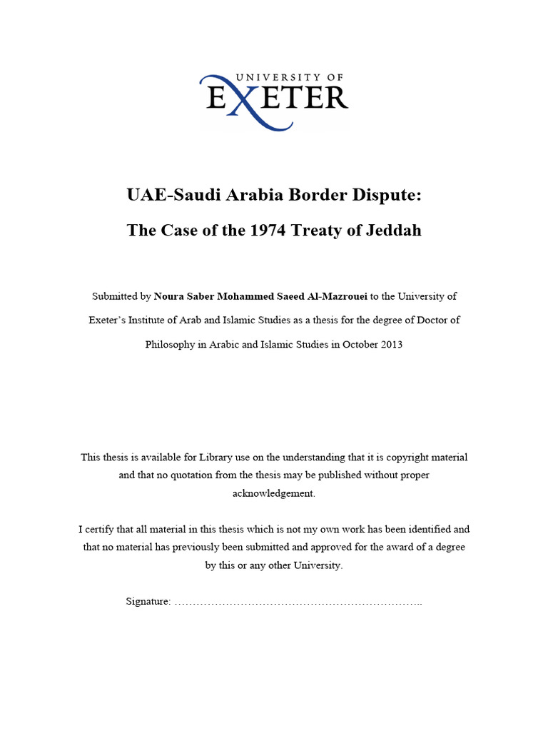 UAE-Saudi Arabia Border Dispute Analysis | PDF | United Arab Emirates ...