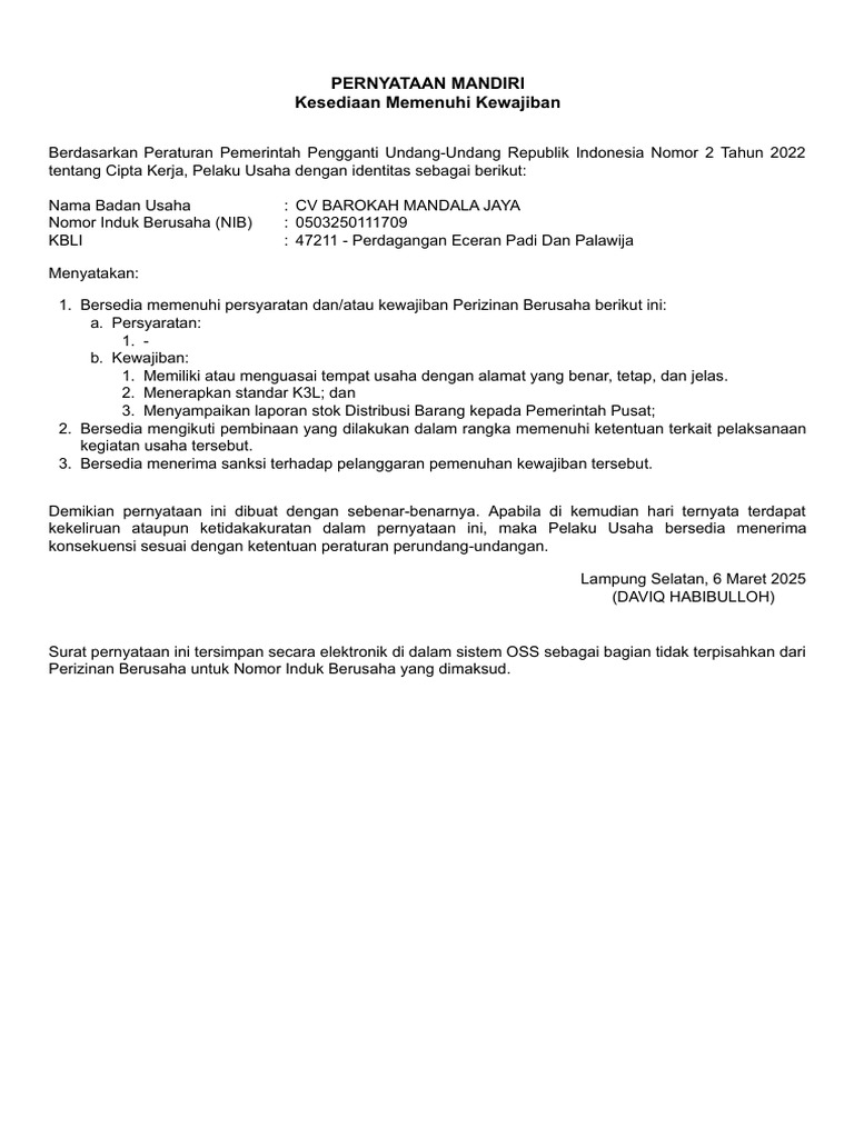 Pernyataan Mandiri | PDF