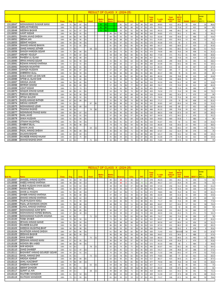 Cbse X Result Analysis 2025.Xlsx - Google Sheets | PDF