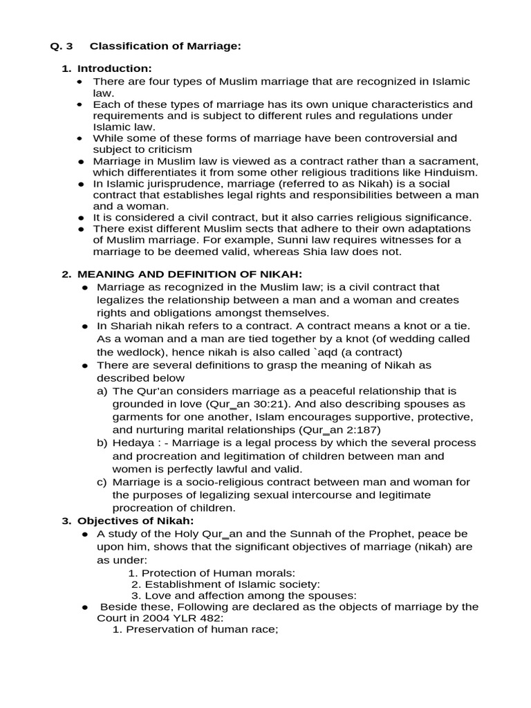 Classification of Marriage | PDF | Marriage | Sharia