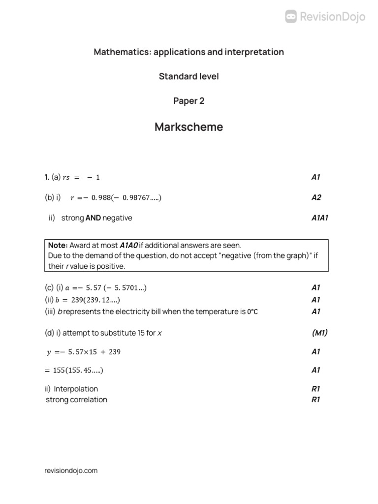 Set 1 - Math AI SL Predicted Paper 2 Markscheme | PDF | P Value | Mathematical Analysis