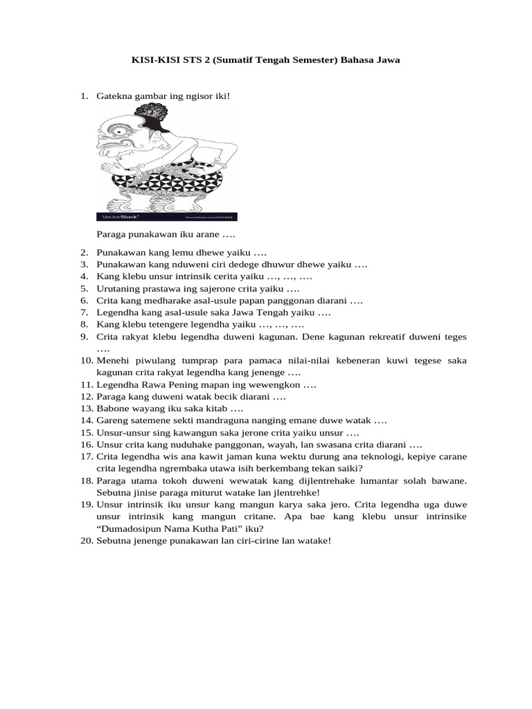 Contoh Soal STS 2 B.jawa 2024-2025 | PDF