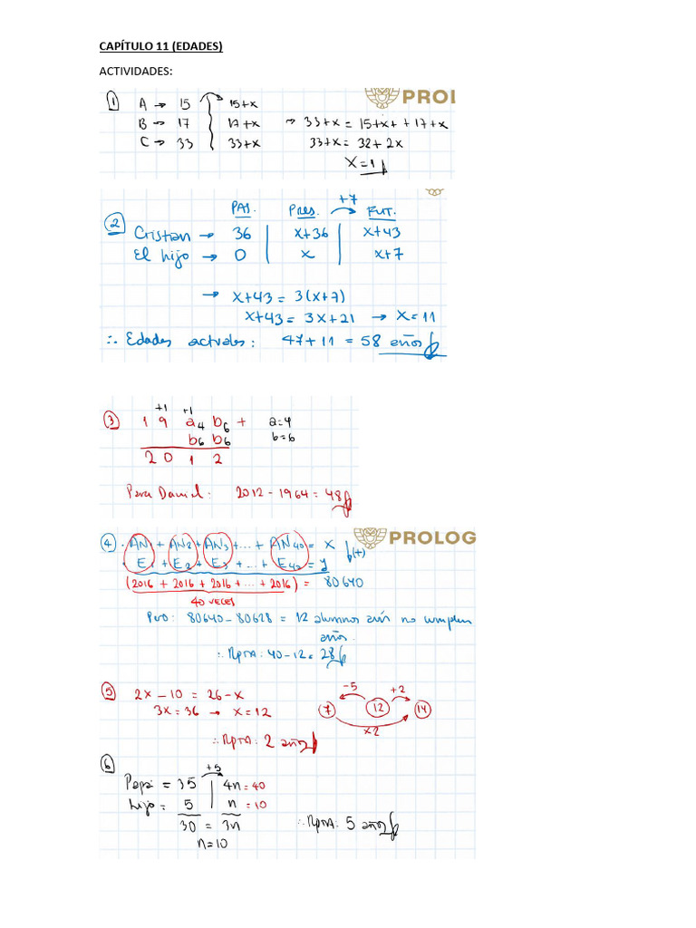 Solucionario 4to Secundaria RM Edades | PDF