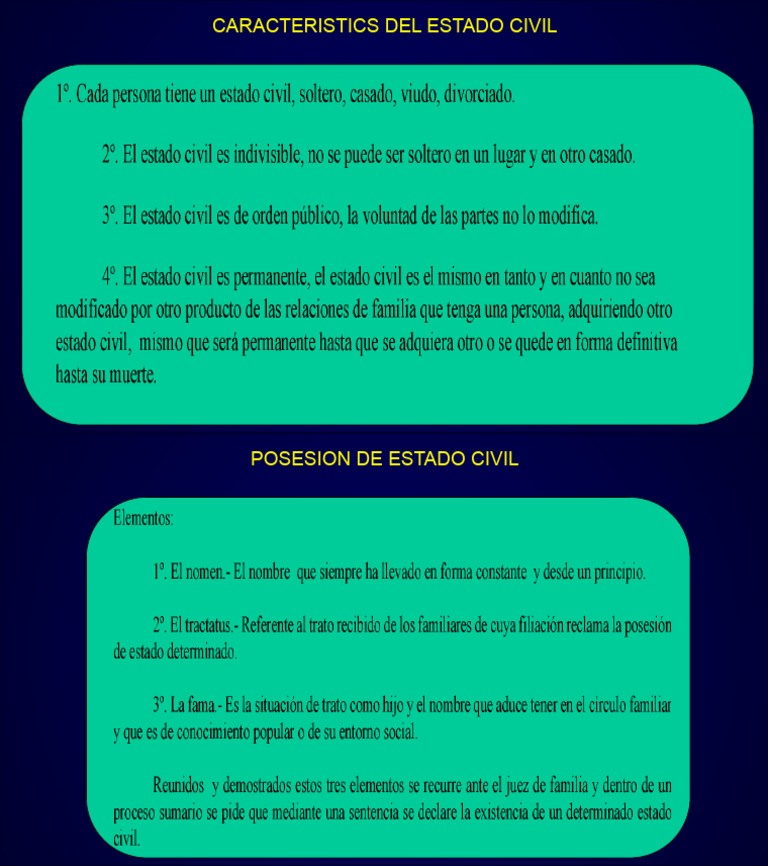 REGISTRO CIVIL Caracteres y Posesion de Estado | PDF