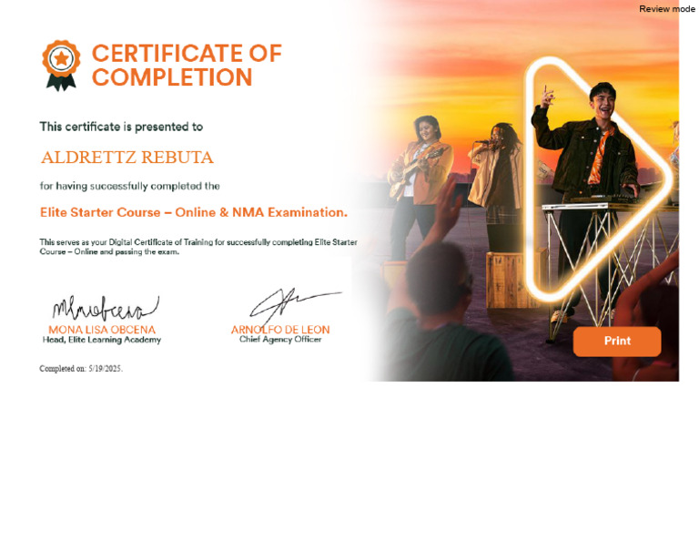 ELITE Starter Certificate ALDRETTZ | PDF