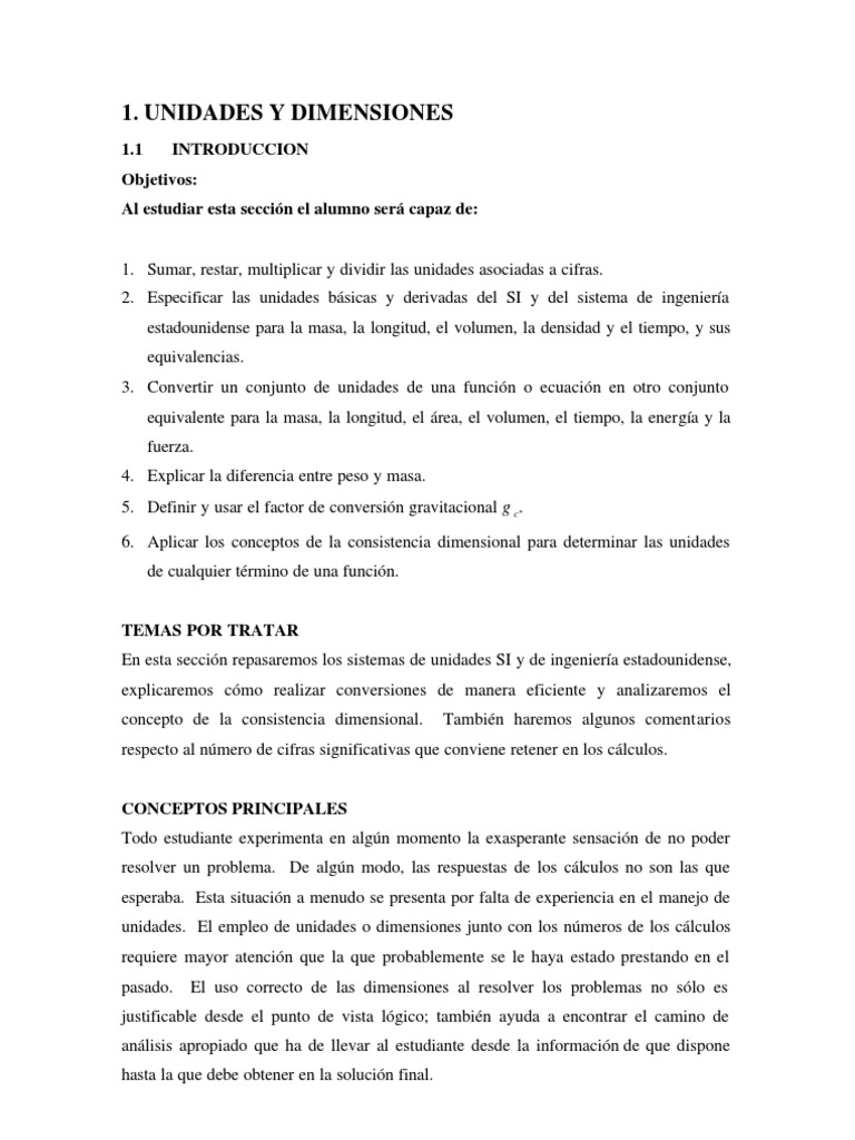 Dimensiones y Unidades Fisicas 2 | PDF