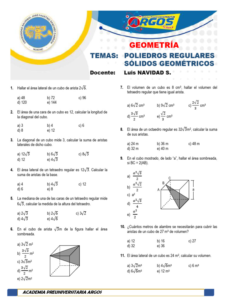 Repaso 5 Poliedros Regulares - Sólidos Geométricos | PDF | Tetraedro ...