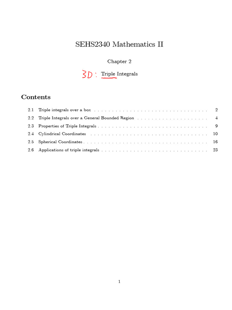 Chapter 2 Triple Integrals Notes | PDF | Coordinate System | Sphere