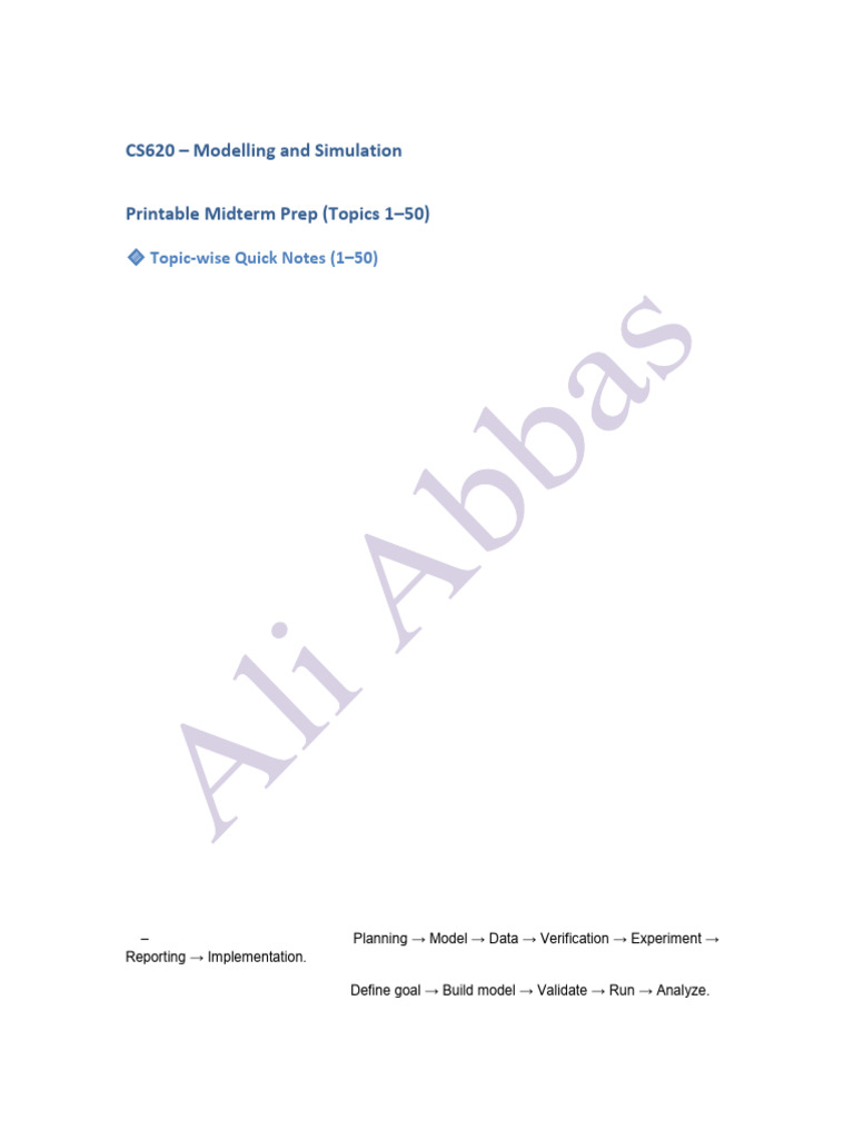 CS620 Midterm File - Topics 1 To 125 - Compiled by Ali Abbas | PDF | Simulation | System