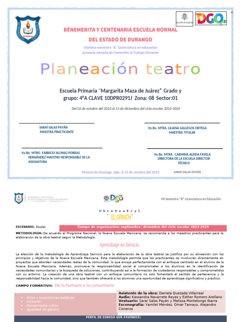Planeación de Vestuario para "El Grinch" | PDF | Teatro | Navidad