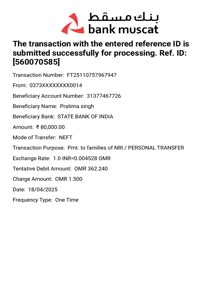 BankMuscatReceipt 1 | PDF