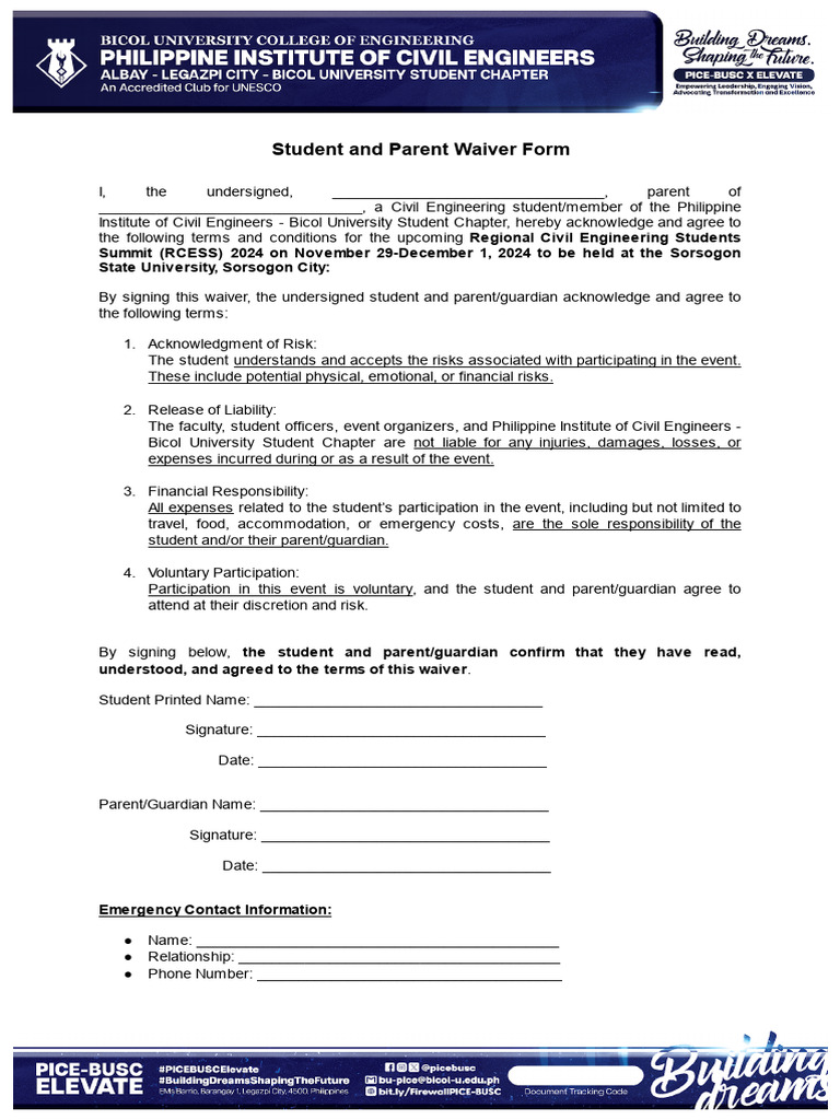 Parent and Student Waiver.docx - Google Docs | PDF