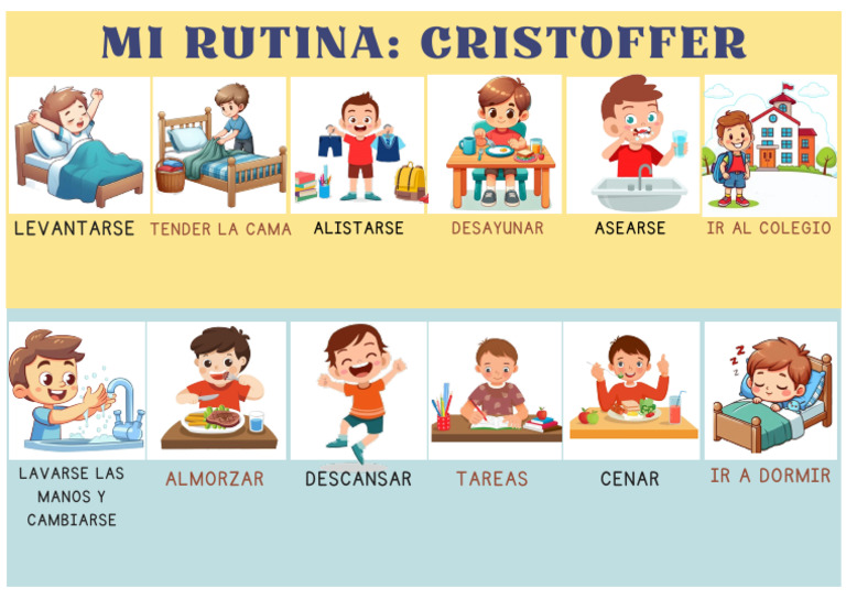 Morning and Evening Routine Visual Schedule Worksheet in Colorful ...