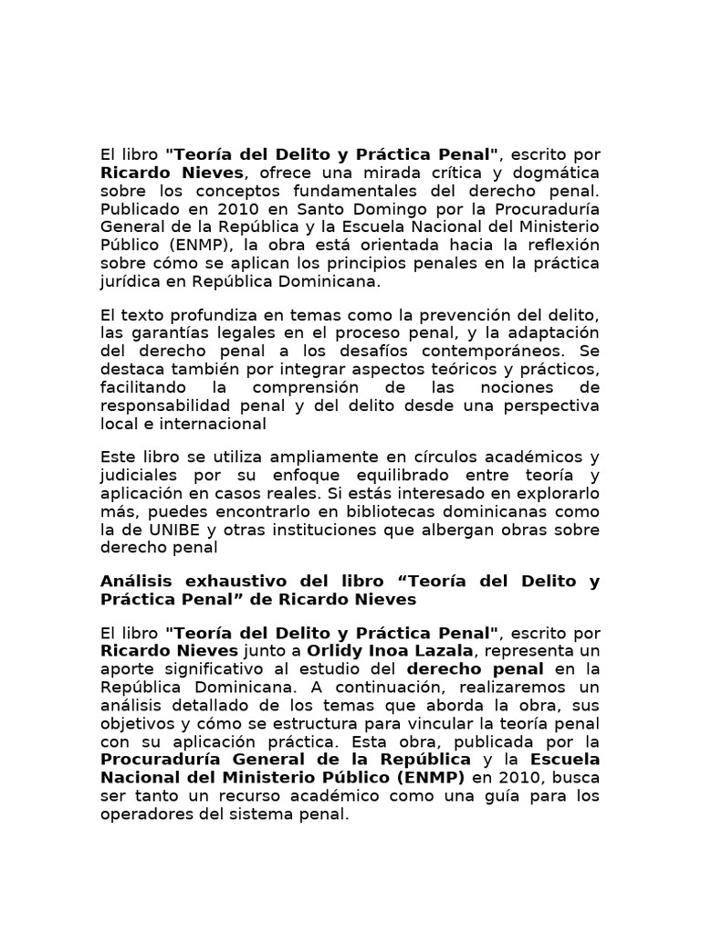 Teoria Del Delito y Practica Penal Analisis | PDF | Derecho penal | Justicia