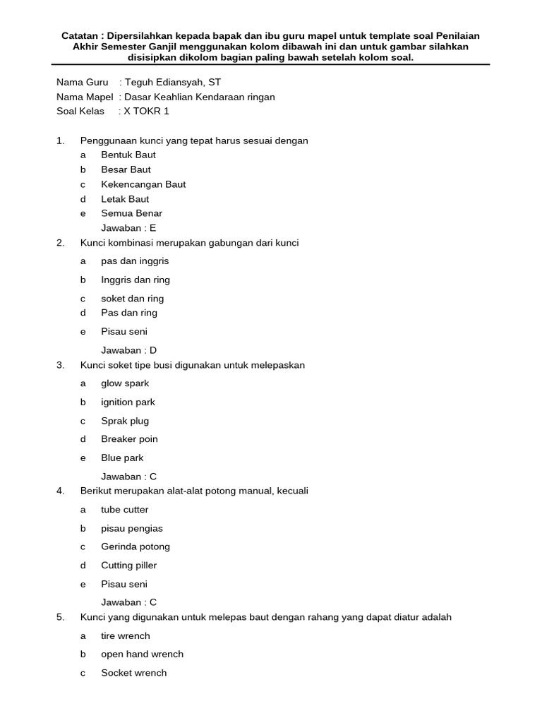 SOAL (DPK) PAS GANJIL 2024 | PDF