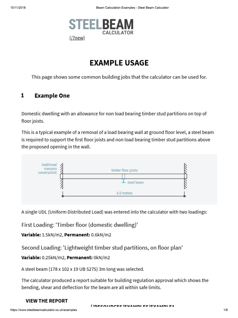 MDL Beam Calculation Examples - Steel Beam Calculator | PDF | Beam ...