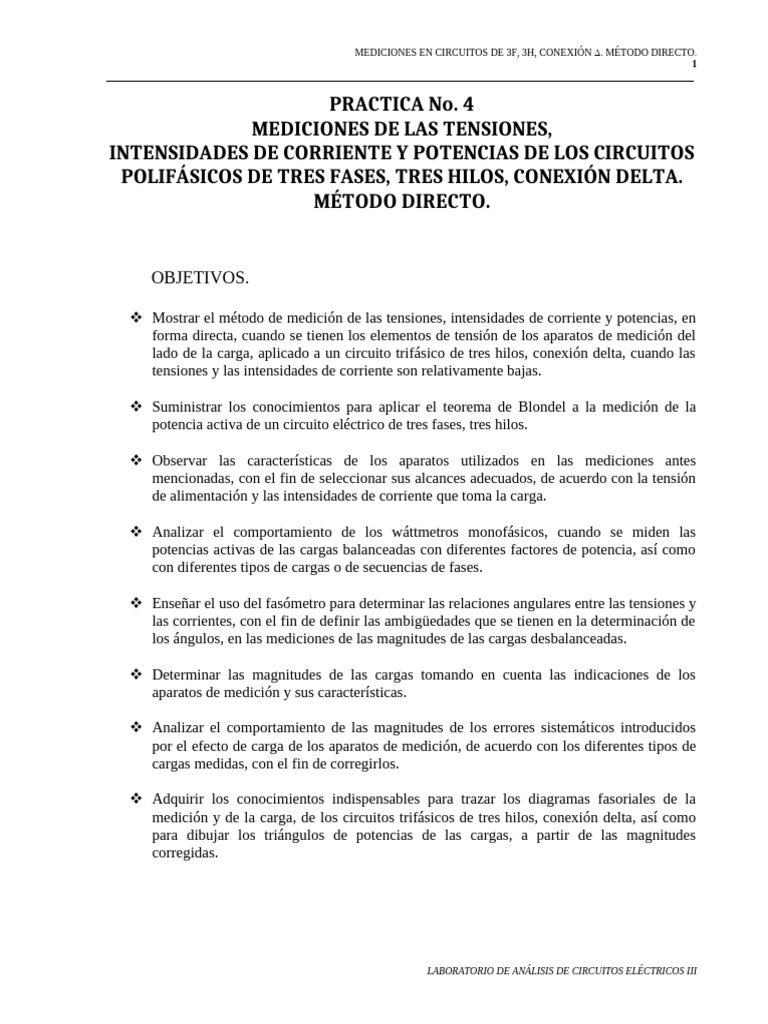Pract - 4 - Med 3F 3H D MD | PDF | Energia electrica | Corriente eléctrica