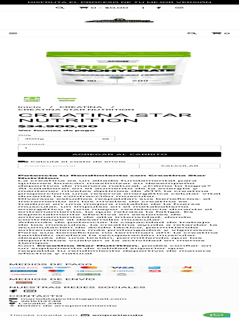 Creatina Star Nutrition: Potencia tu Rendimiento | PDF