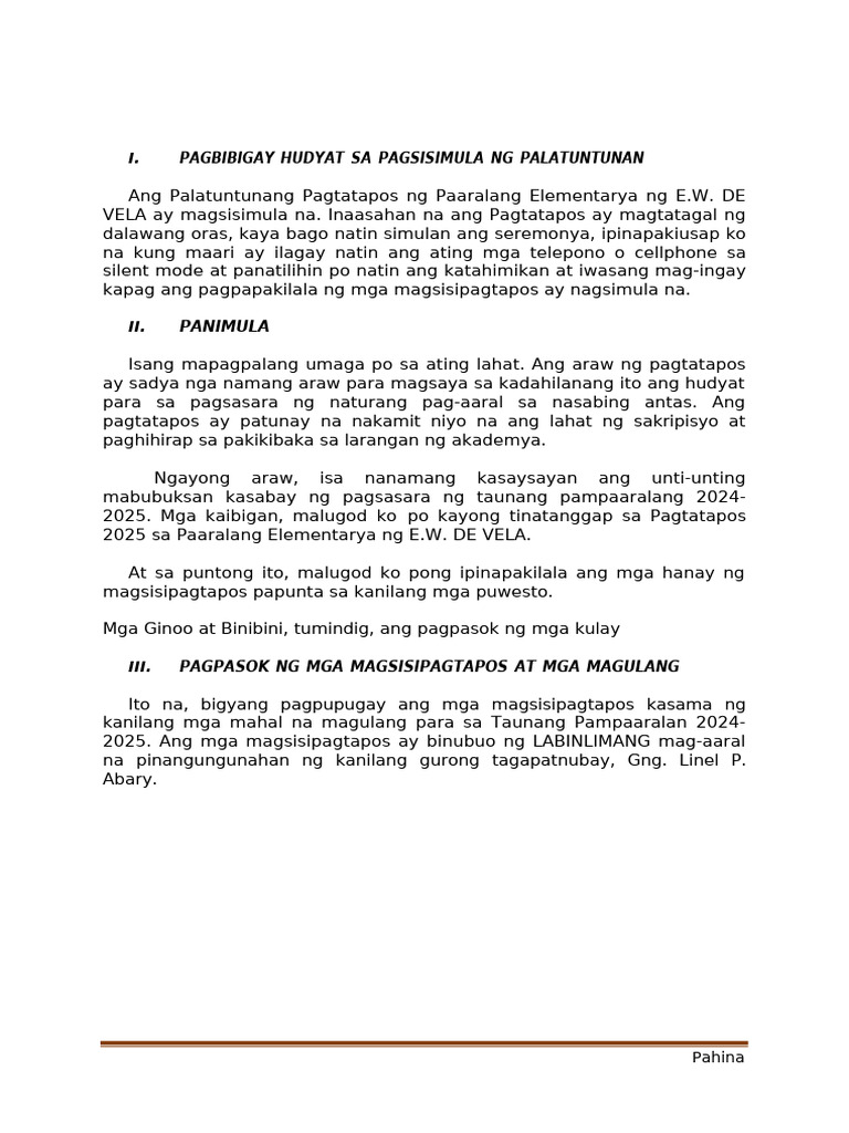 Official Master of Ceremony Script Filipino Translation - Compress | PDF